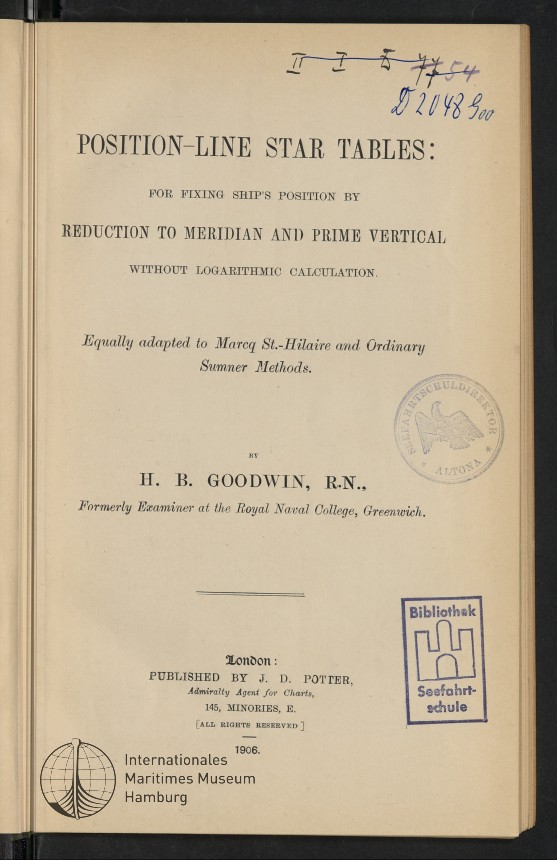 Position-Line Star Tables: For fixing Ship's Position by Reduction to ...